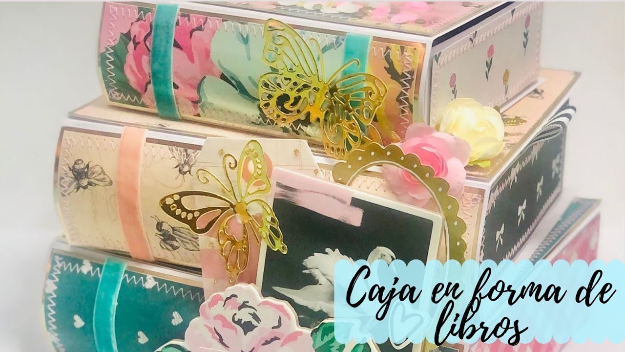 Caja en forma de libros| Stack books box | Colaboración con Creaciones ...