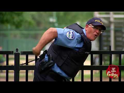 Cop Loses His Pants Climbing Over Fence!