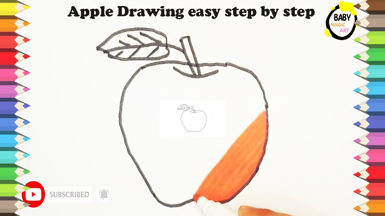 How to draw a Apple Apple Drawing easy step by step #apple #vegetables ...