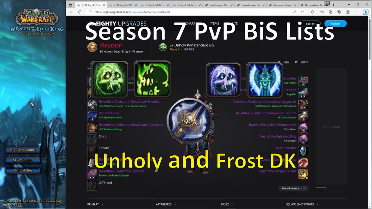 S7 PvP BiS Gear Guide for Unholy and Frost DK | WotLK Classic - YouTube
