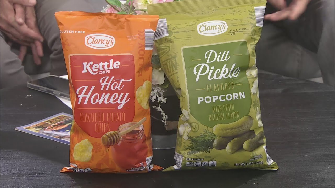 Clancy's Dill Pickle Popcorn & Hot Honey Kettle Chips Taste Test - YouTube