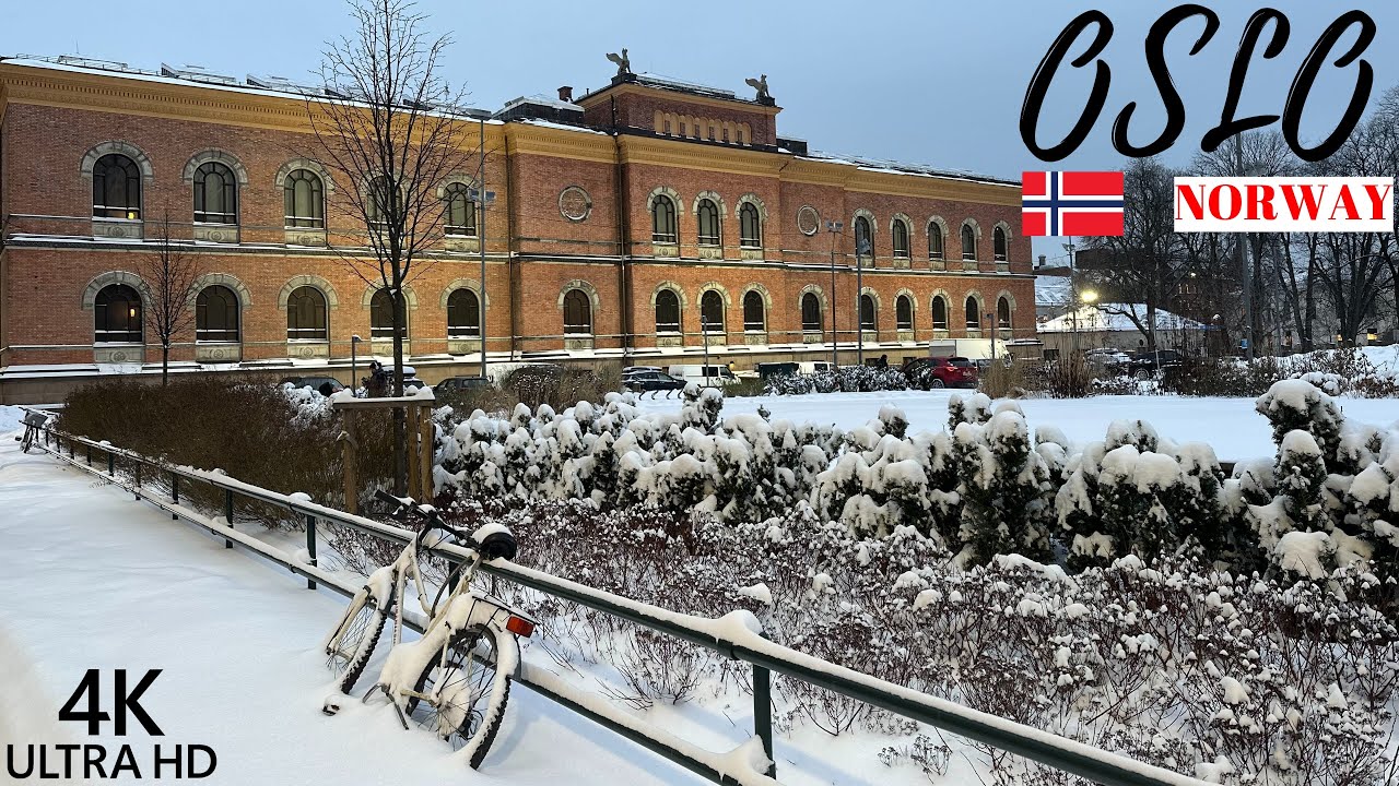 Oslo, Norway 🇳🇴 - Winter ️, Morning walk 2023 - 4K/60FPS - Walking Tour ...