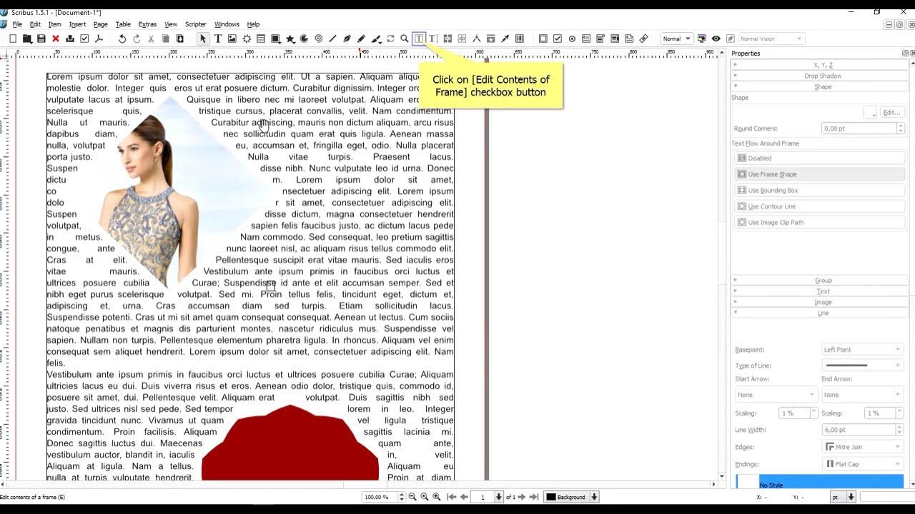 Scribus 1.5.1 - wrap text around images and shapes - YouTube