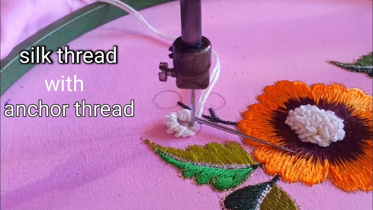 Silk thread machine embroidery anchor thread making / embroidery for ...