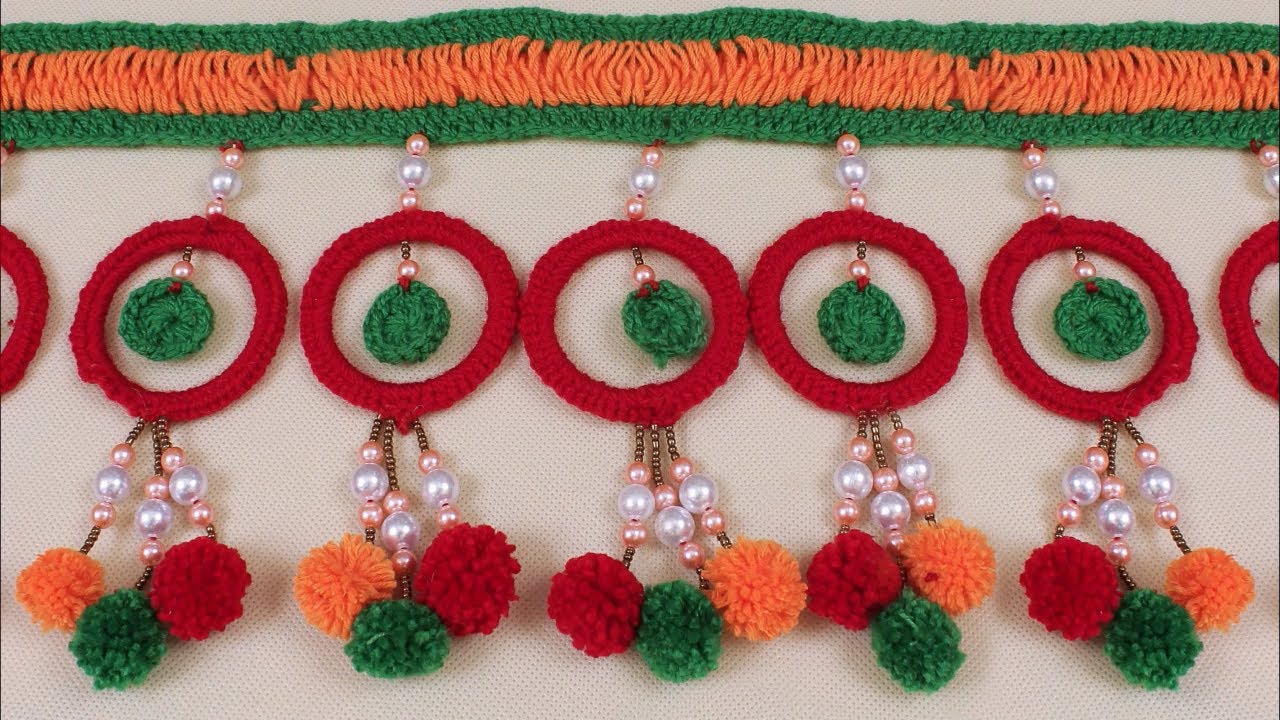 DIY - How to make Door Hanging Toran from Woolen | Handmade Toran | DIY ...