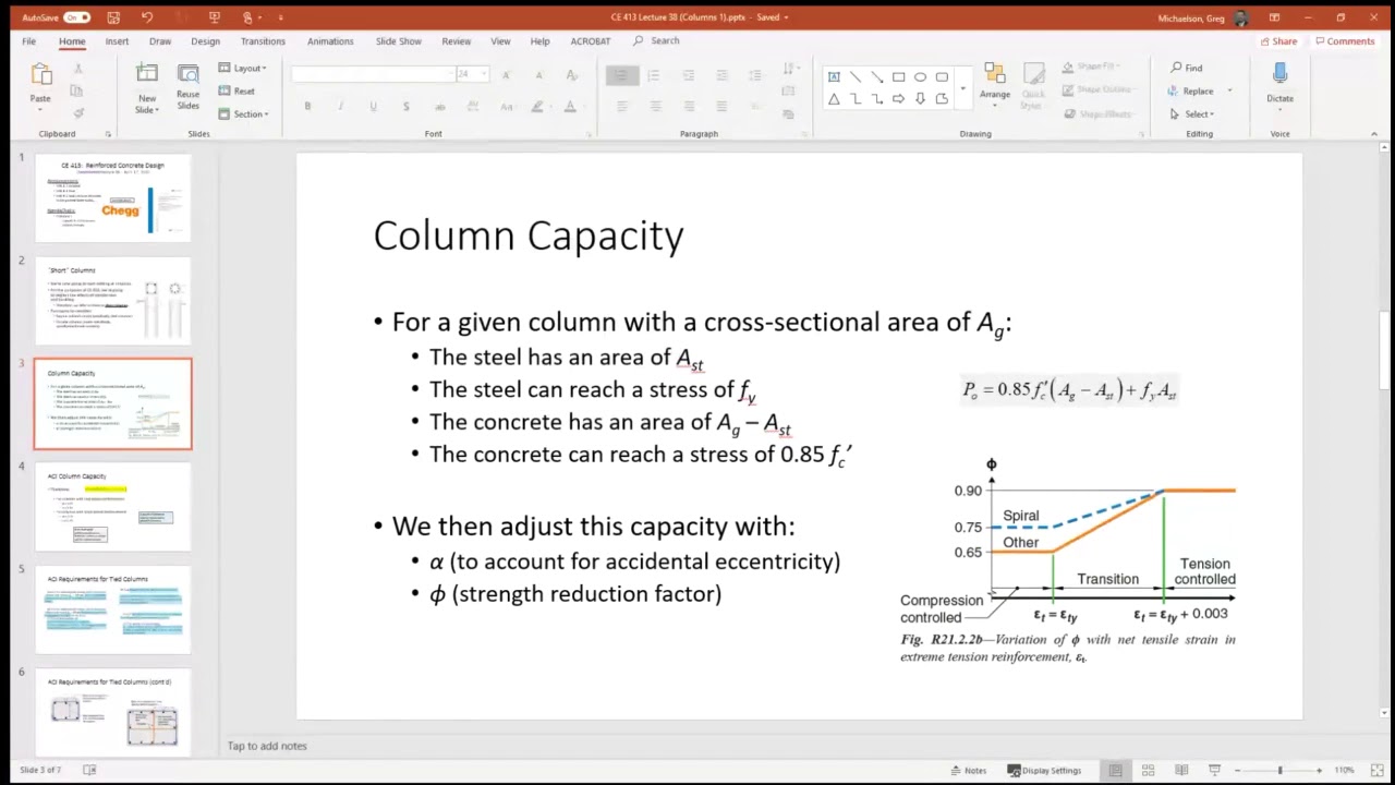 CE 413 Lecture 38: Column Analysis, Square/Tied Columns (2020.04.17 ...
