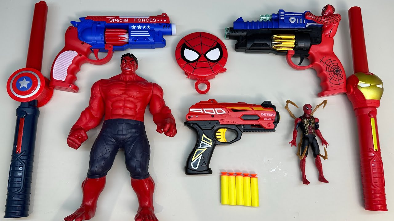 16 minutes of satisfied Marvel toy set unboxing, Spider Man toy gun ...