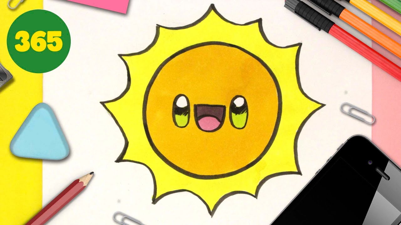 HOW TO DRAW A CUTE SUN STEP BY STEP - YouTube