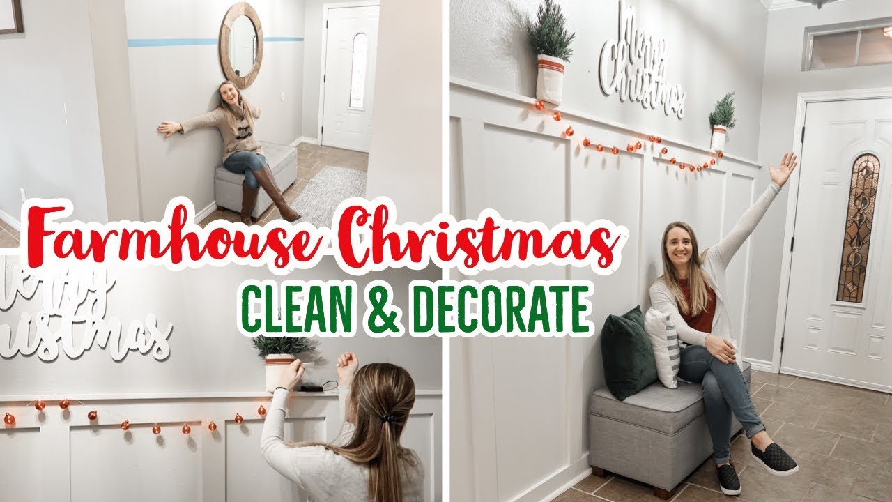BEFORE & AFTER CHRISTMAS ENTRYWAY MAKEOVER | FARMHOUSE CHRISTMAS DECOR ...