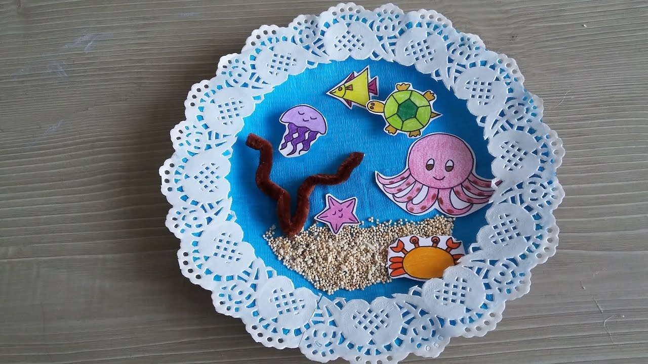 Drawing and paper craft sea or ocean animals tutorial for kids - YouTube