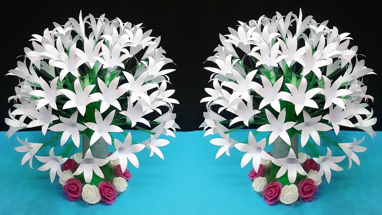 DIY-Paper flowers Guldasta made with Empty Plastic bottles|DIY Guldasta ...