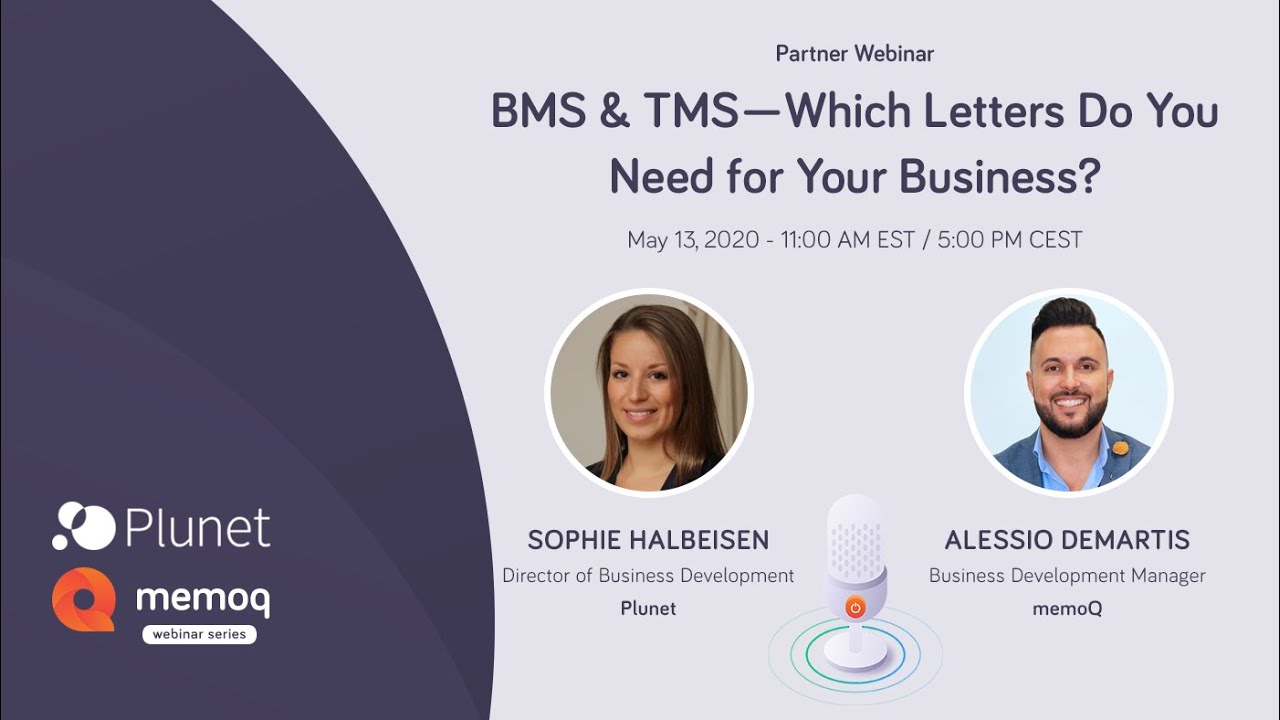 Partner Webinar with Plunet: BMS & TMS - Which Letters Do You Need for ...