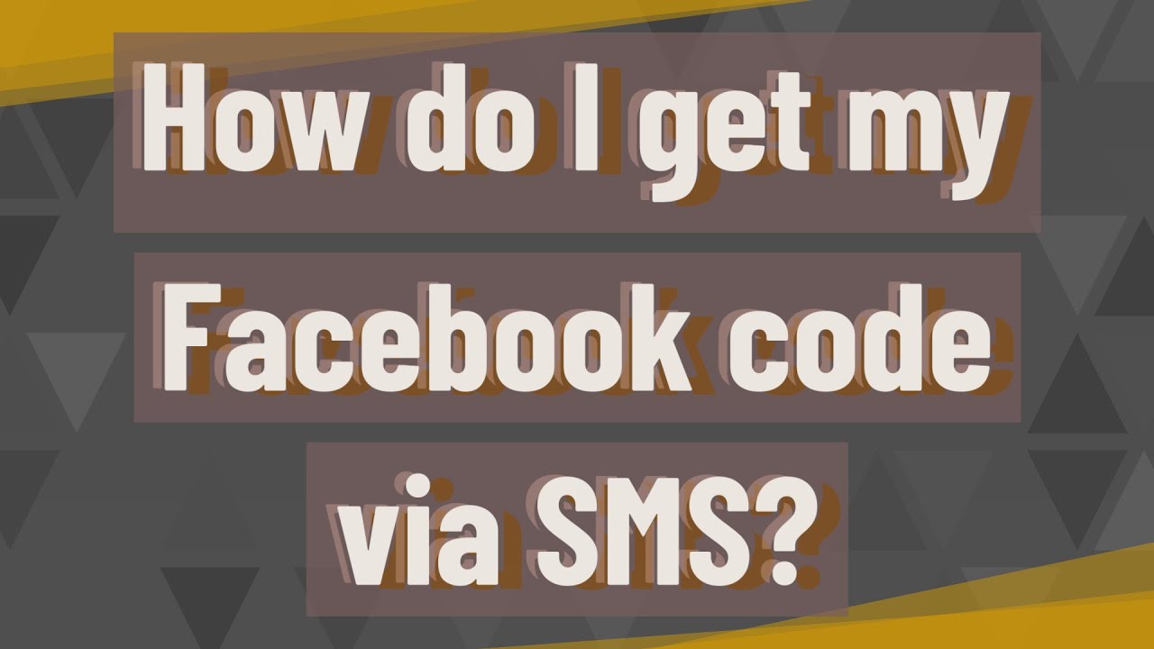How do I get my Facebook code via SMS? - YouTube