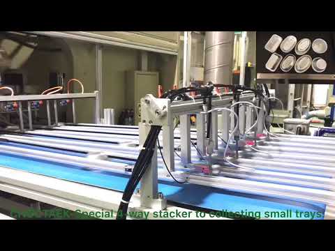 CHOCTAEK Aluminium foil container machine with four way stacker - YouTube