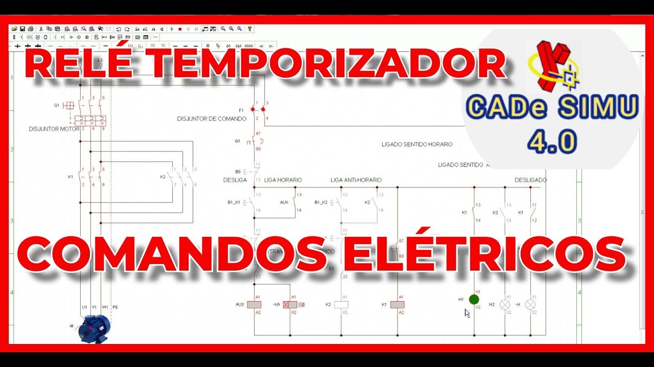 Diagrama de Temporizador com Relé no Cade Simu-Comandos Elétricos - YouTube