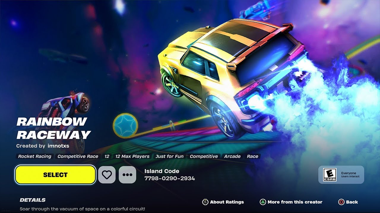 Rocket League Rainbow Raceway Creative 2.0 Map Code in Fortnite - YouTube
