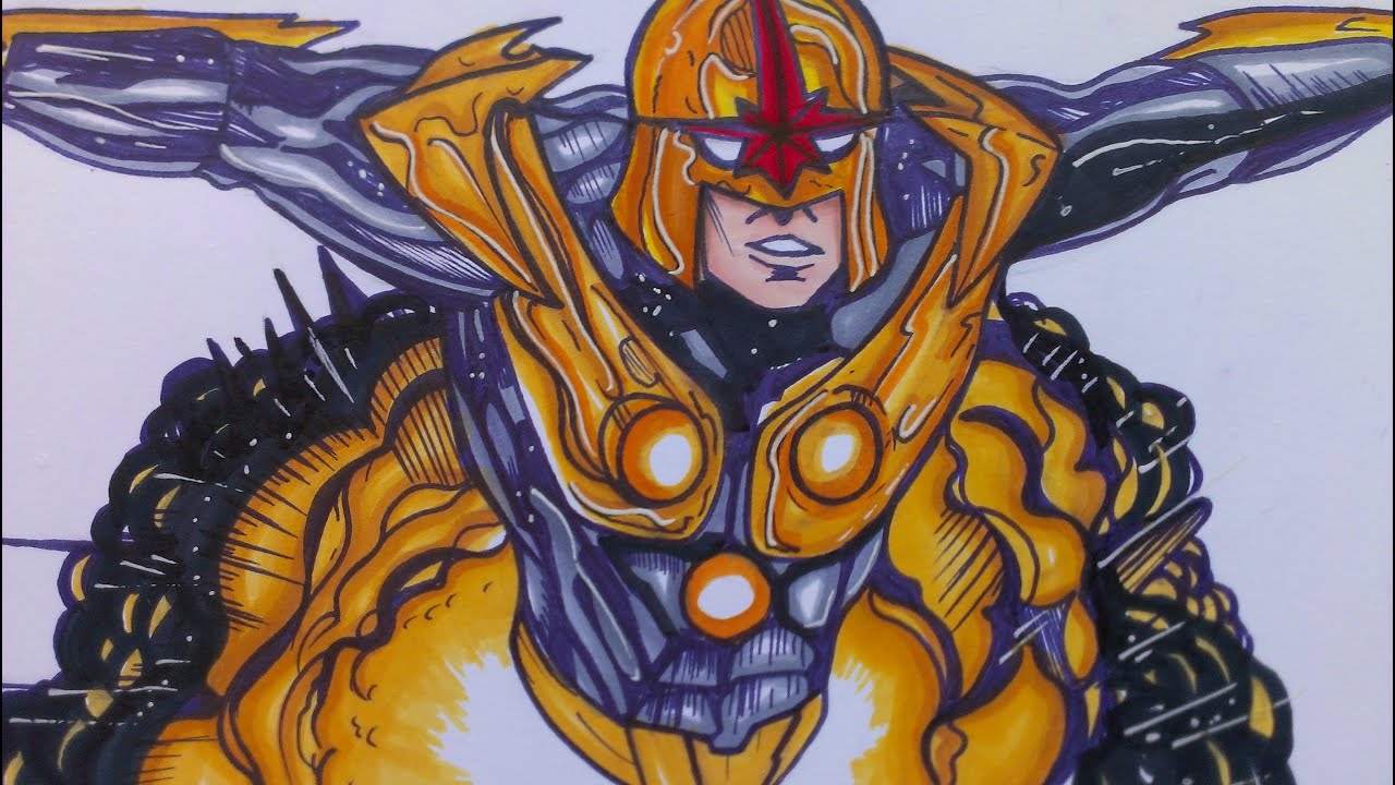 Prismacolor speed draw Nova: Marvel Comics - YouTube