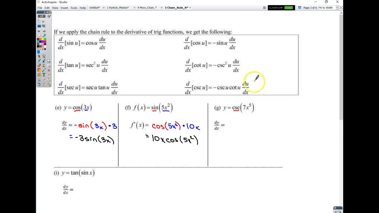 PMHS Calculus AB: Chain Rule pt 1 Examples - YouTube
