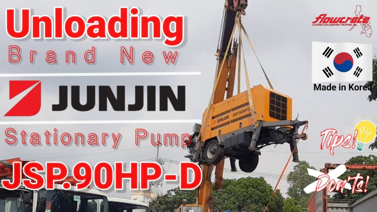 Unloading Brand New Junjin Stationary Pump JSP.90HP-D|Tips|Pumpcrete ...