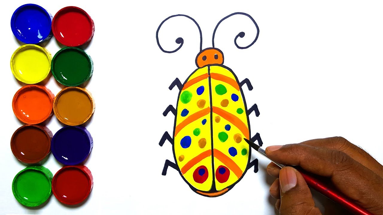 Draw and Paint Colorful insect for kids | Basic drawings for children ...