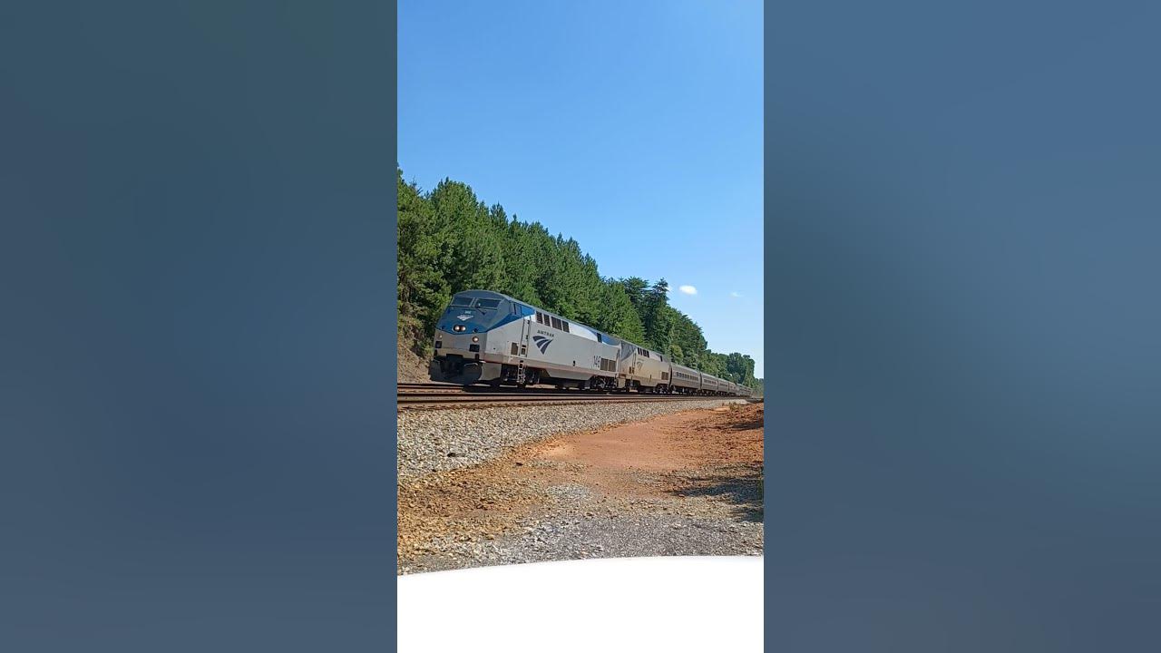 Super-Fast Amtrak DUO #146 & #163 "flying up mountain thru town" New York to New Orleans ...