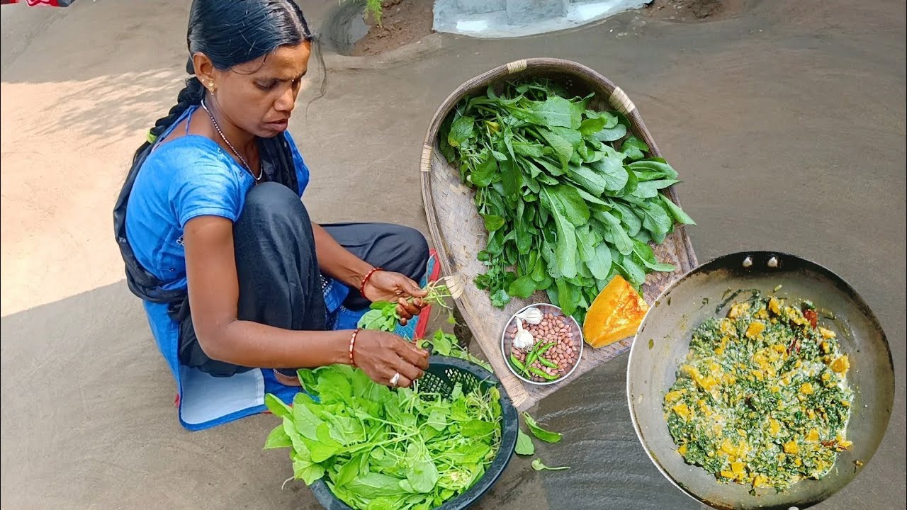 Fresh Radish leaf cooking by koshali women .Mula sag traditional ...