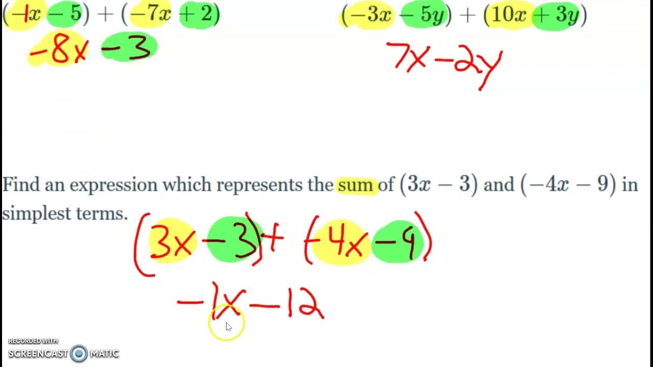 Add And Subtract Binomials Youtube