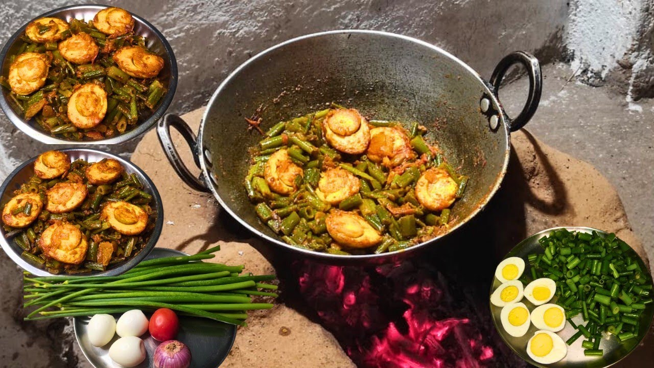 Healthy Spring Onion Flower With Egg Recipe | प्याज के फूल के साथ उबले ...