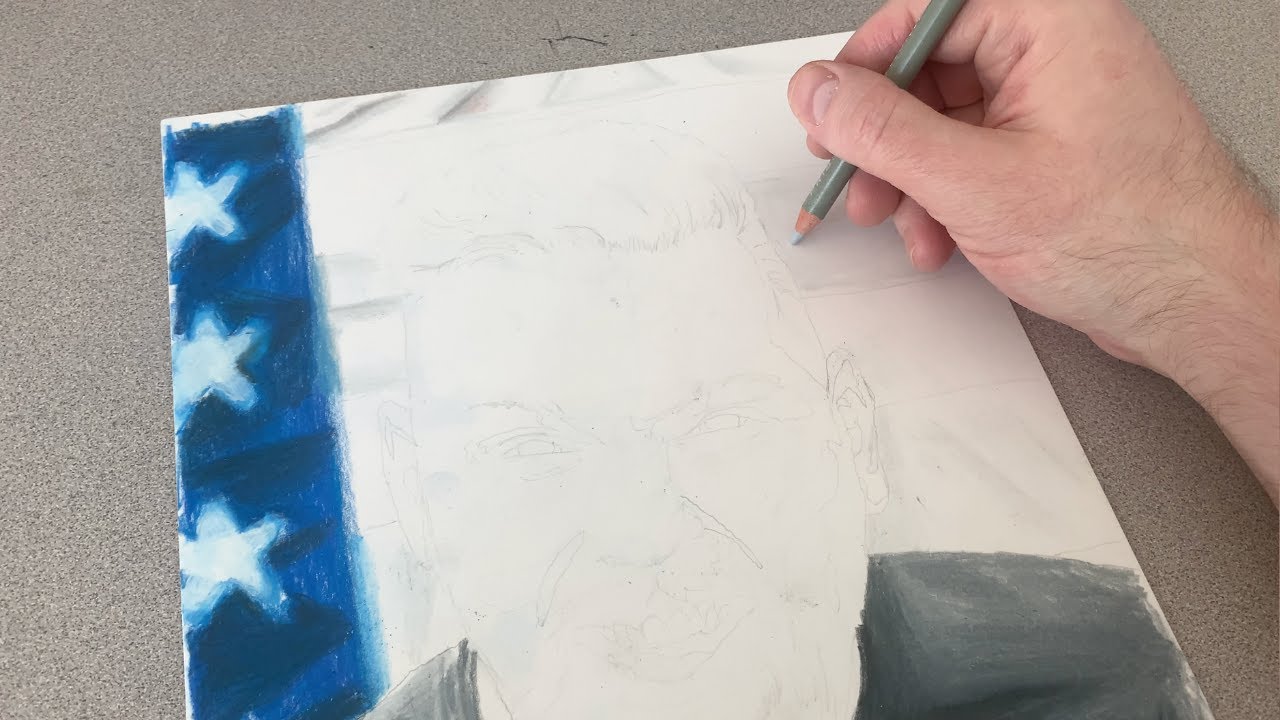 ASMR Drawing Pat McAfee Portrait | Detailing the White Stripes of the ...