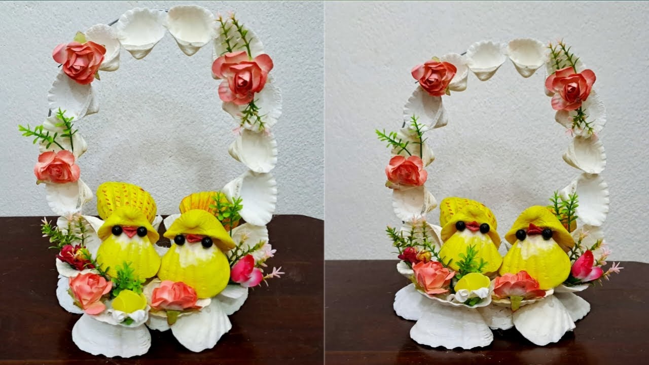 Seashell showpiece idea | Bird showpiece making with seashell | Home ...