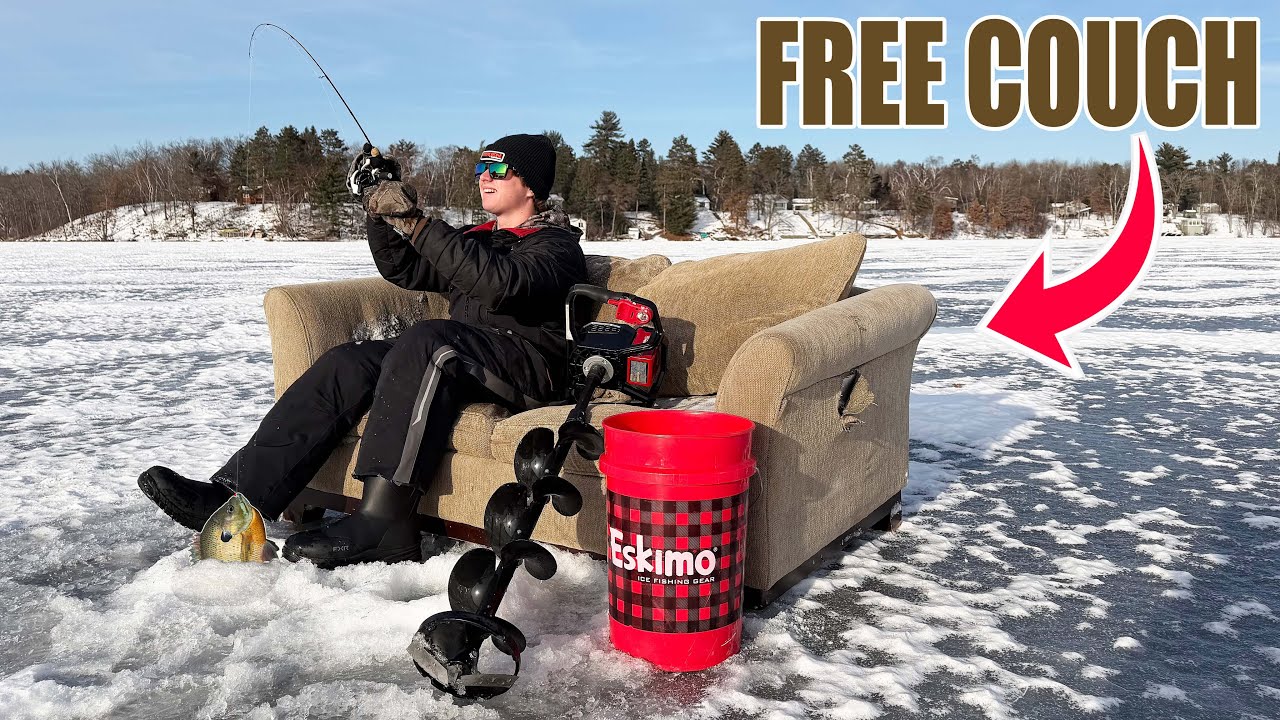 Ice Fishing on a Couch! (comfort catch) - YouTube