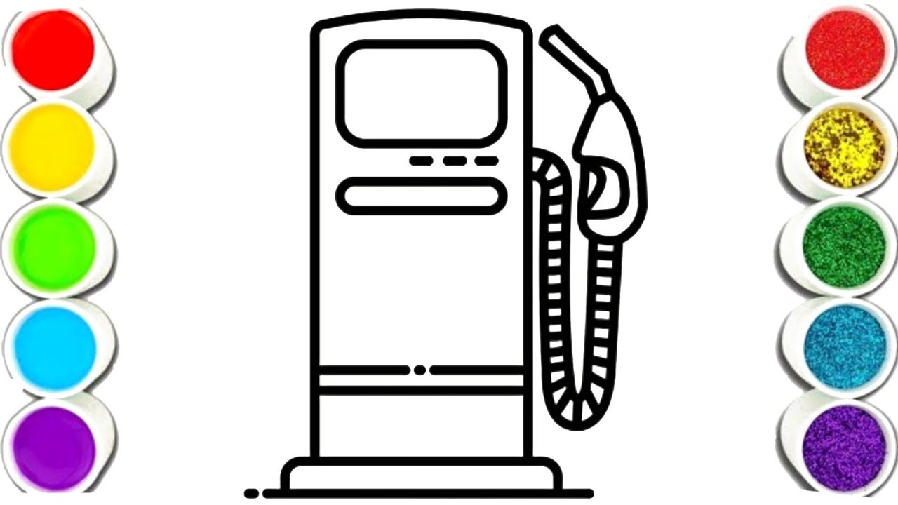 Petrol Pump ⛽ Drawing, Painting, Coloring for Kids and Toddlers - YouTube