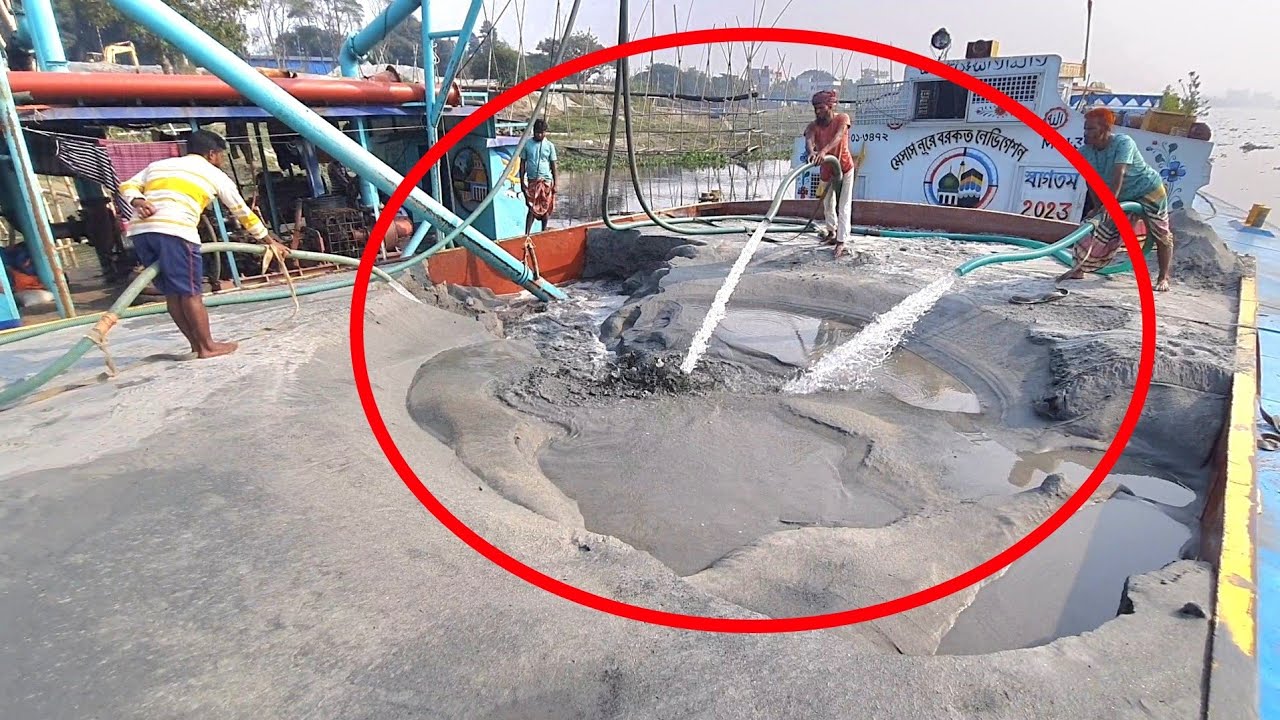 Watch the full video footage of how the workers unload the sand from ...