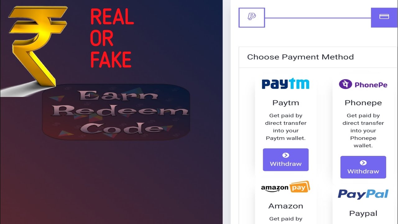 Earn Redeem Code |Real OR Fake| Full details video #youtube # ...