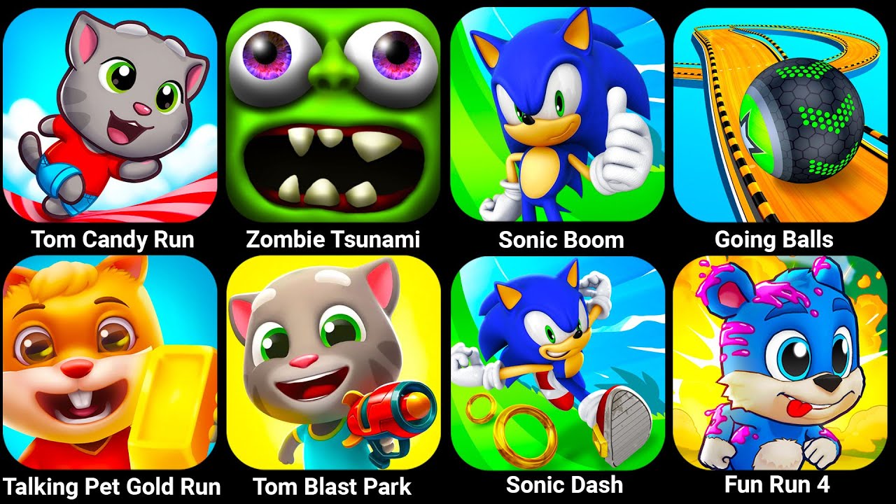 Talking Tom Candy Run, Zombie Tsunami, Sonic Boom, Going Balls, Talking ...