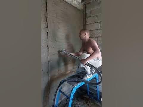 Штукатурка стен самодельной штукатурной станцией. Насос для подачи ...