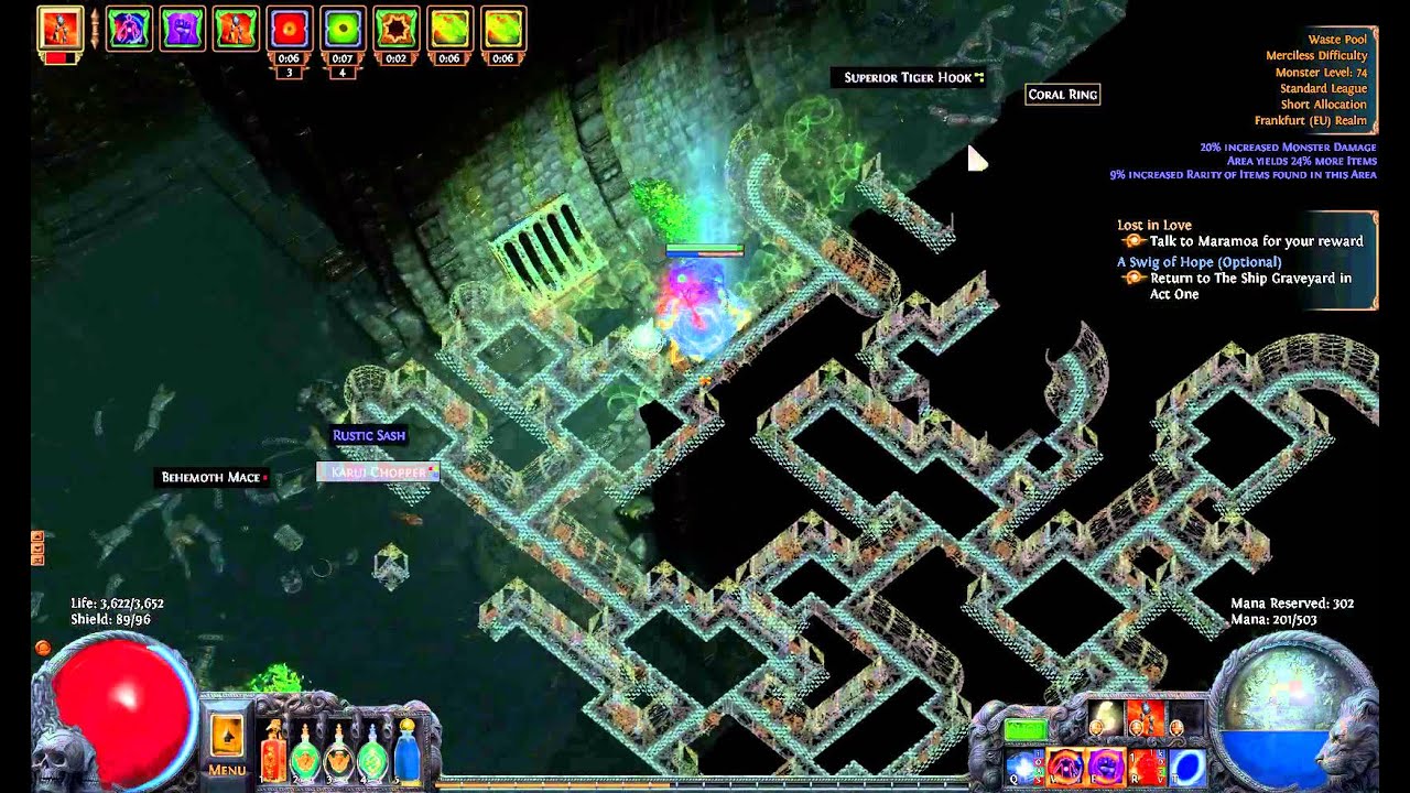 poe oro's bridle waste pool map lvl 74 - YouTube