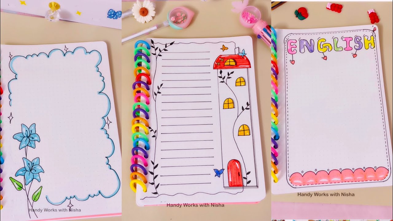 Beautiful and Easy Notebook Decoration / Border Designs / Front Page ...