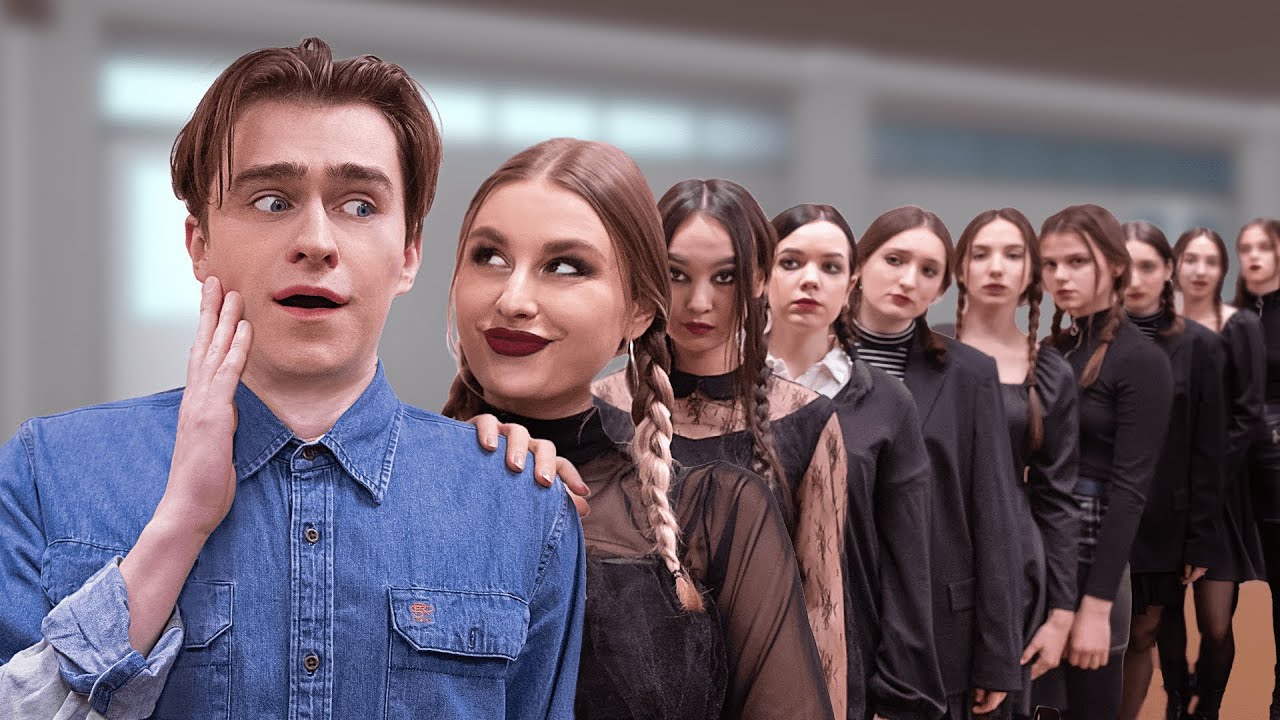 WEDNESDAY Addams. 100 DATES at the Party in Real Life - YouTube