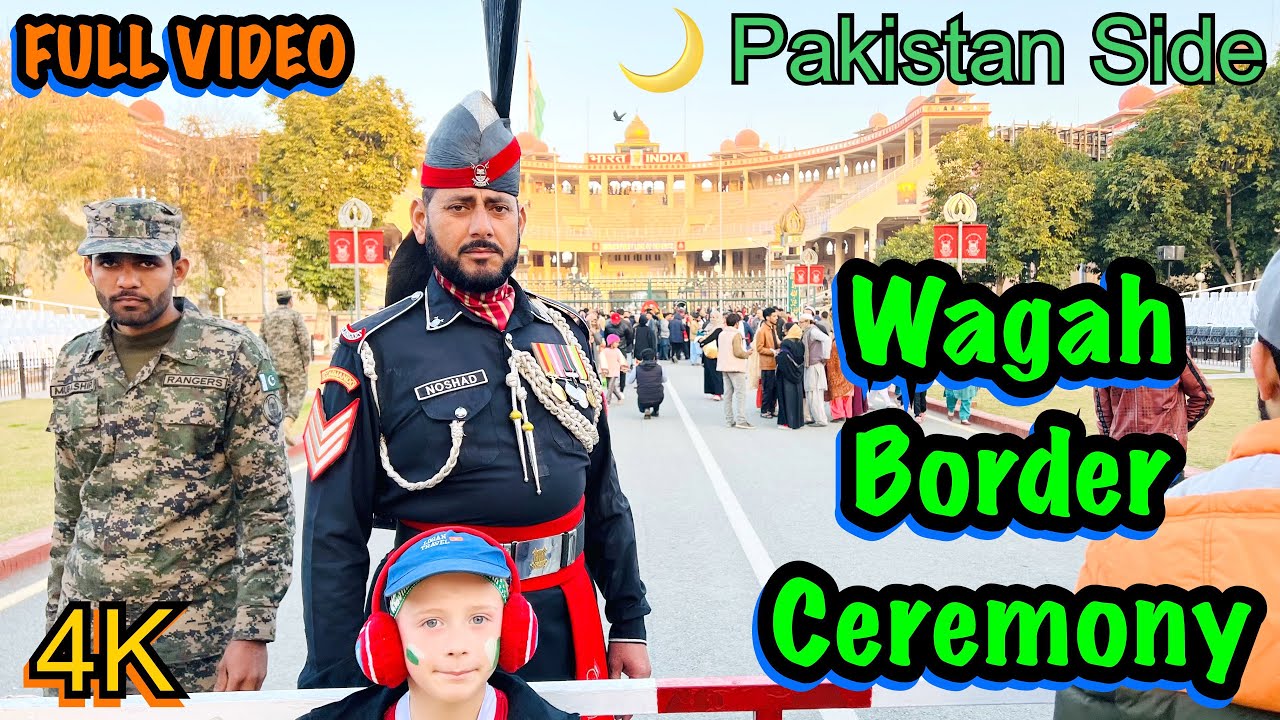 FULL Wagah Border Ceremony from the Pakistan side including all the ...