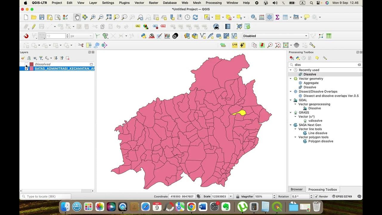 Fungsi Dissolve di QGIS - YouTube