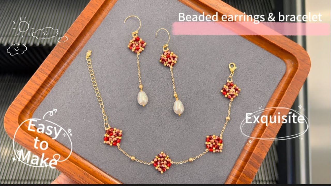 DIY Beaded earrings &bracelet tutorial /beadweaving - YouTube