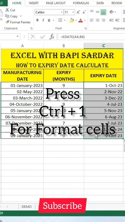 How to Expiry date 📅 calculate - easy excel lesson - #excelwithbapisardar #bapisardar #msexcel ...