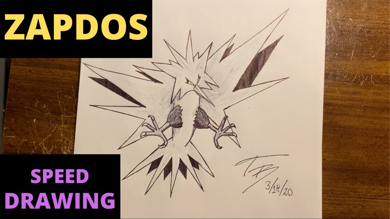 ZAPDOS SPEED DRAWING! Drawing the awesome pokemon Zapdos with pen ...