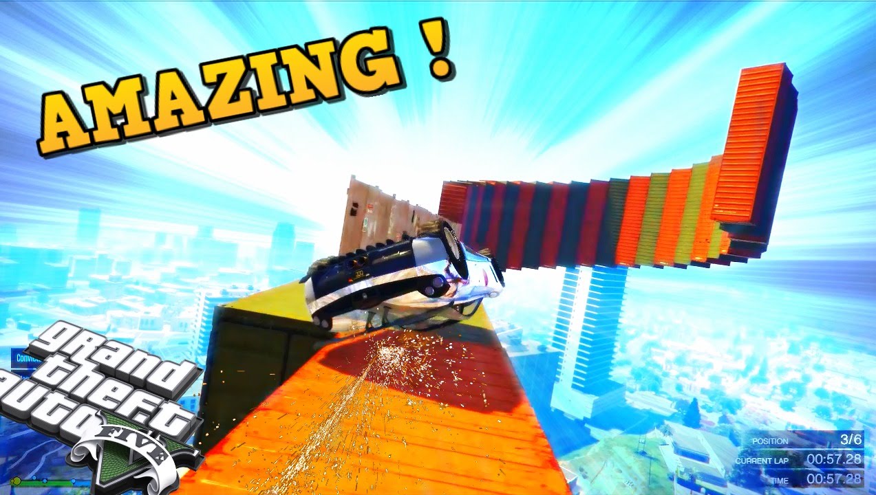 GTA 5 - AMAZING AUTOMATIC BARREL ROLL SLIDE ( custom stunt race with ...