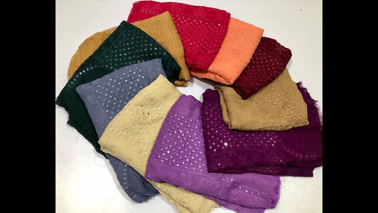 Chiffon 2 Piece Hand made Shadow Sheesha Jaal | Mirror Work | Hand ...