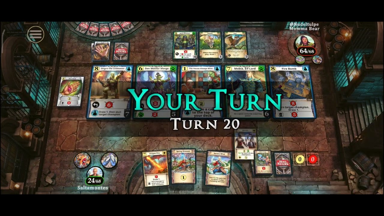 Hero Realms EoV Monk vs Druid, 1 HP comeback - YouTube