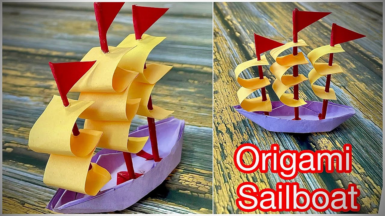 Paper sail boat craft|origami boat for kids|how to make paper boat# ...