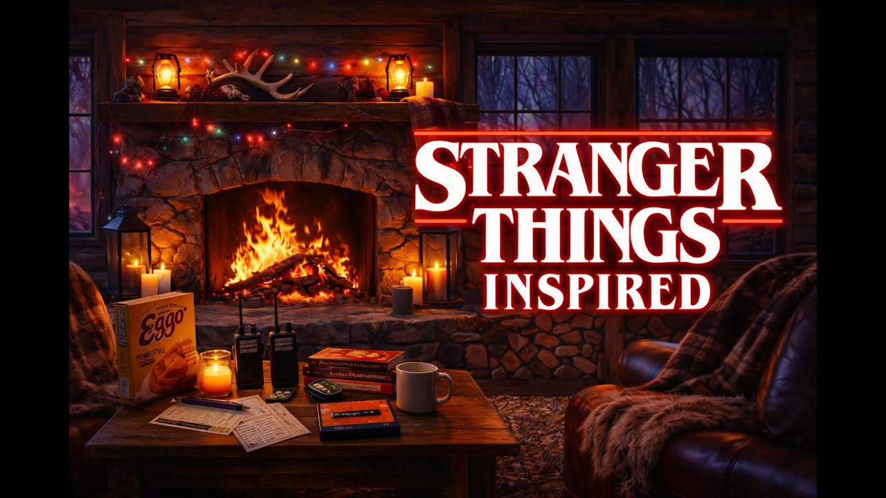 Stranger Things Inspired Cabin 🔥 3 Hour Fireplace Ambience in the ...