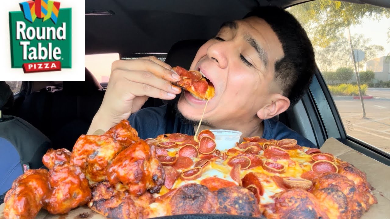 Round Table Pizza + Hot Wings Mukbang - YouTube